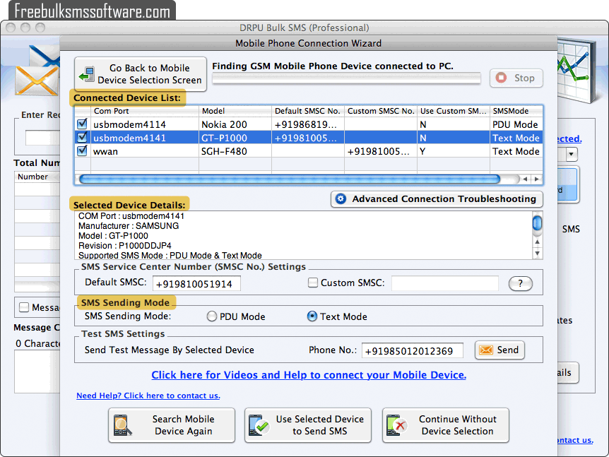 Mac Bulk SMS Software - Professional screenshots send group text messages
