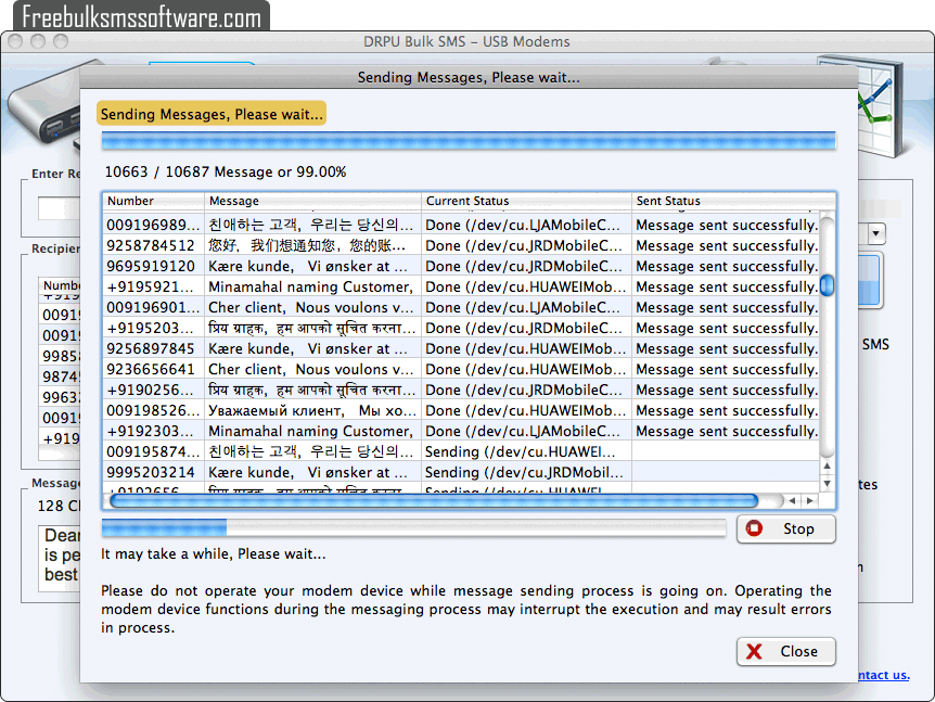 Mac Bulk SMS Software for USB Modems screenshots free bulk sms sender program